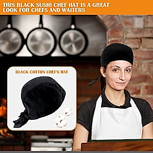 FERCAISH Japanese Chef Hat Cooking Hats, Unisex Adjustable Dirt-Resistant Kitchen Cooking Chef Cap for Kitchen Cooking Service (Black)