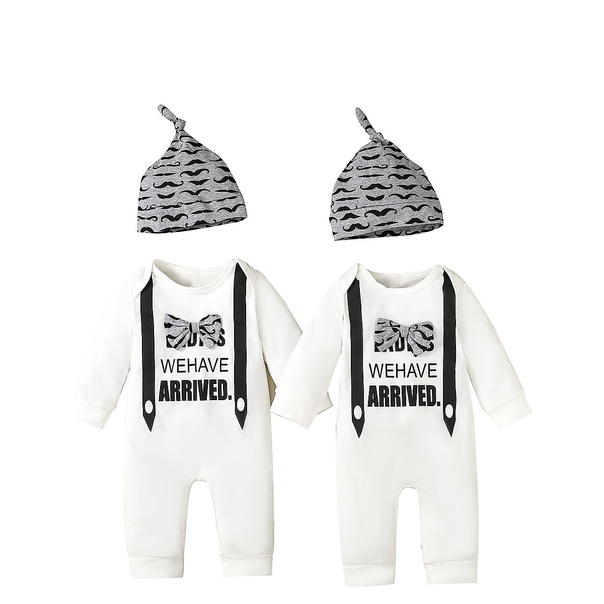 Aslaylme Baby Boy Matching Outfit Newborn Boy Twins Bodysuit Ladies We Have Arrived Romper (White,0-3 Months)