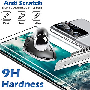 Arshek [2+2 Pack] Galaxy S21 Ultra Screen Protector, 9H Tempered Glass, Ultrasonic Fingerprint Support, 3D Curved,HD Clear Scratch Resistant for Samsung Galaxy S21 Ultra 5G Glass Screen Protector