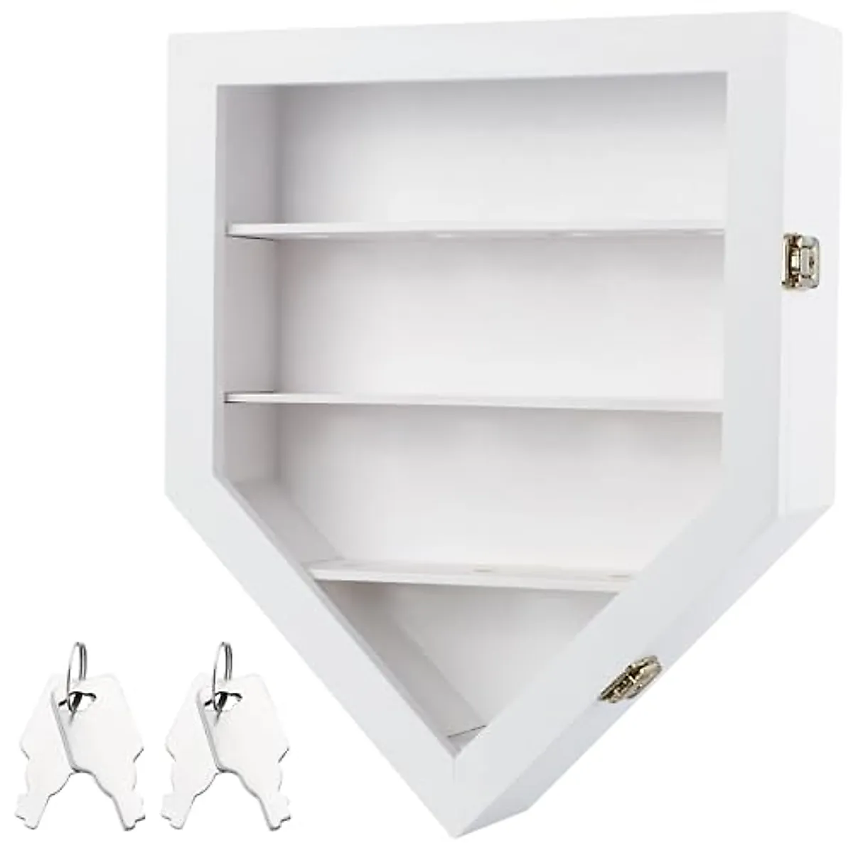 TIMCORR Baseball Display Case for 12 Baseballs, Wall Mount, White Wooden Frame with Transparent Acrylic Panel and Dual Metal Locks