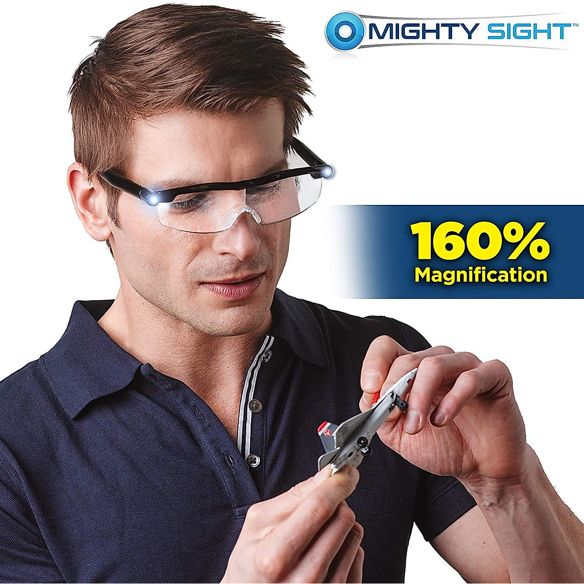 Ontel Mighty Sight LED Magnifying Eyewear, Black, Pack of 2