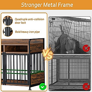 Furniture Dog Crate Large Dogs,42 Inch Dog Crates for Large Dogs,Wood Dog Cage Table with Drawers Storage,Dog Crates for Medium and Large Dogs Indoor,Sturdy Metal Dog Crate,Heavy Duty Dog Crate