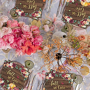 40pcs Wedding Napkins Fall in Love Bridal Shower Napkins Decorations Floral Paper Napkins for Fall Wedding Engagement Bachelorette Party Boho Bridal Shower Decoration Supplies