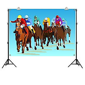 Pudodo Kentucky Derby Background Banner Run for The Roses Horse Racing Equestrian Photography Background Party Decoration Supply