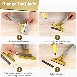 Razor Blade Scraper, 4 Inch Scraper Tool with 10pcs Extra Metal Blades, Multi Purpose Heavy Duty Scraper for Window, Glass, Floor, Wall, Stove, Paint, Caulk, Labels, Adhesive, Sticker by UnikPoint