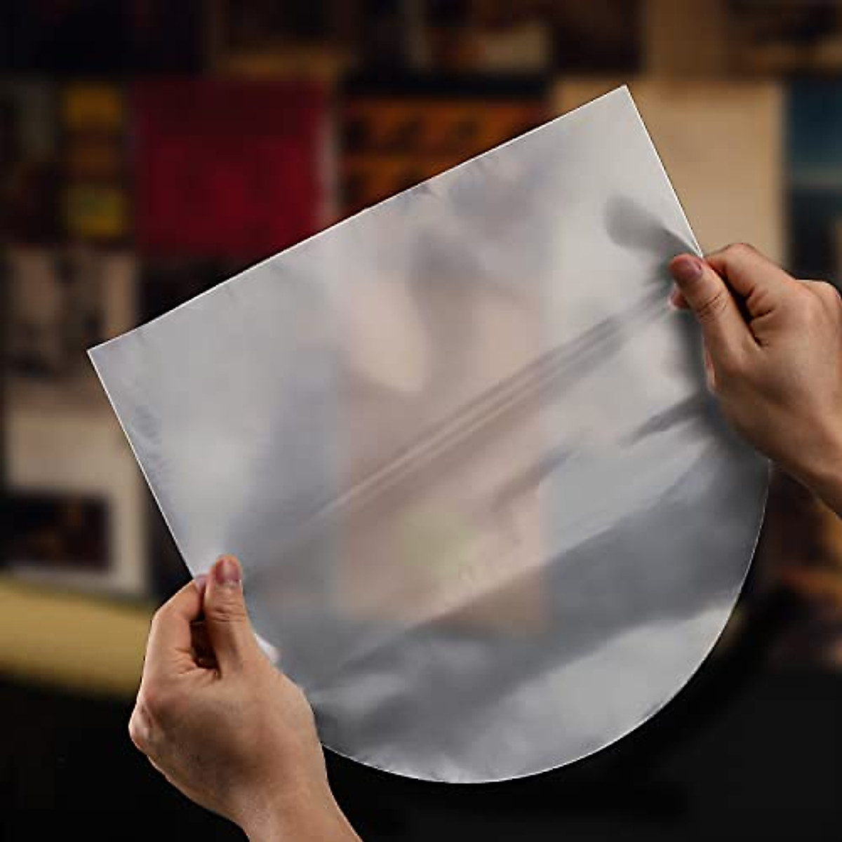 Facmogu 100PCS LP Vinyl Record Inner Sleeves, 12 Inch Semi-Transparent Inner Plastic Record Cover Sleeves with 0.08mm Thick Anti-Static Material, Anti Static Inner Record Sleeves for Vinyl LP Records