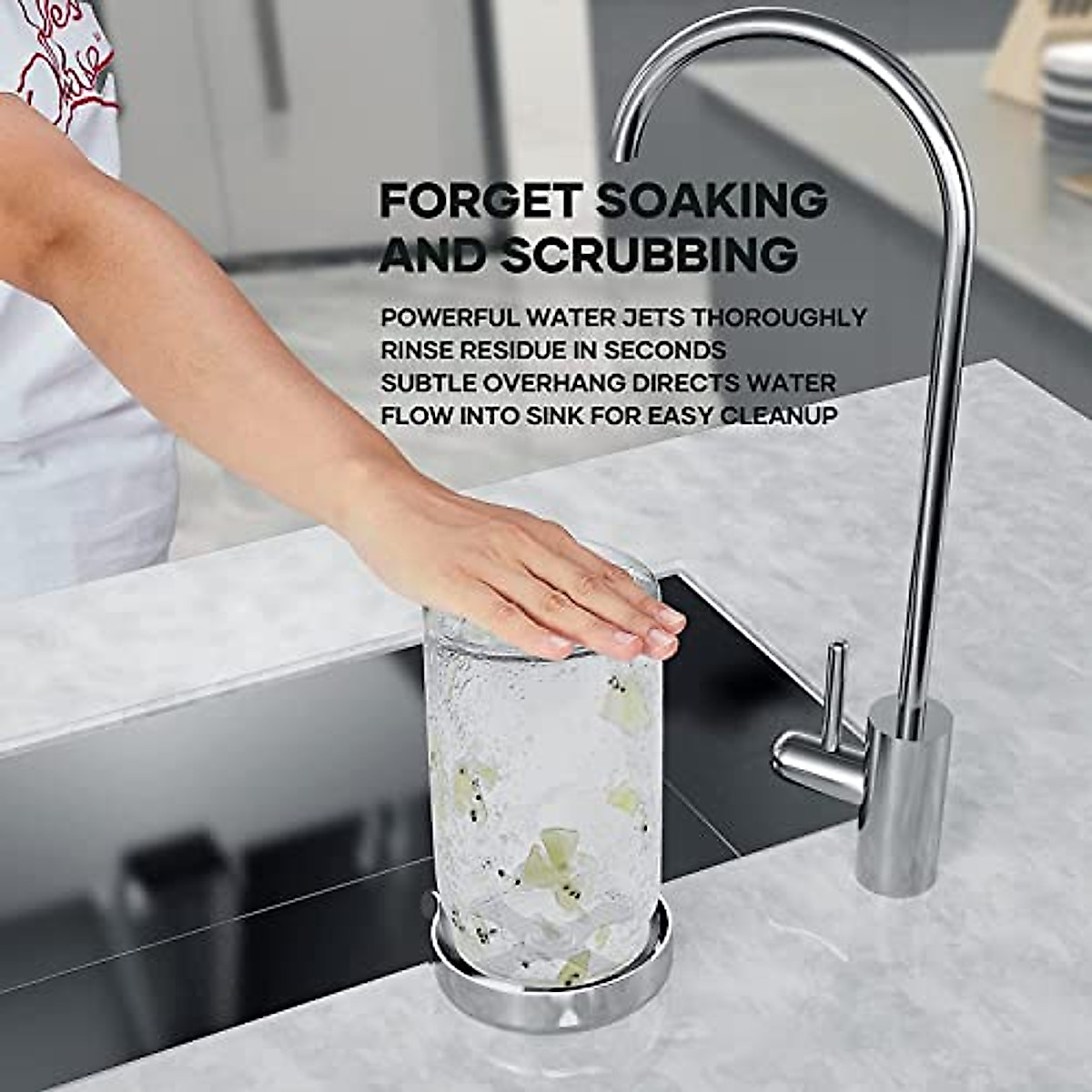 Faucet Metal Glass Rinser for Kitchen Sinks,360° Rotary Cup Washer,Kitchen Sink Accessories (Brush Nickel)