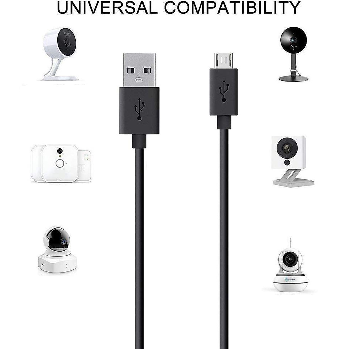 MOYEEL 42.5Ft(13M) Power Extension Cable for Wyze Cam/Wyze Cam Pan, Blink Mini/Blink XT Cam, Yi Camera, NestCam Indoor and Quick Charge Power for Home Security Camera (Black) (1 Pack)