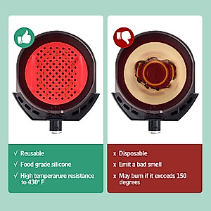 Coolnice air fryer mat - 2 PCS（Small & Large Size）Air fryer silicone liners for counter heat resistant reusable non sticky heat proof pad for kitchen baking accessory cooking utensils (BLACK)