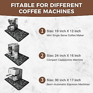 Matessenz Coffee Mat, Hide Stain Coffee Bar Mat for Countertop, Rubber Backed Dish Drying Mat for Counter, Absorbent Coffee Bar Accessories Fit Under Coffee Maker Espresso Me Machine-12"x19"