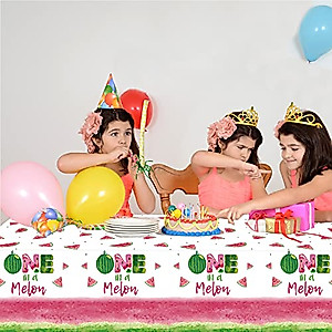 3pcs One in A Melon Party Tablecloths Watermelon First Birthday Party Supplies Watermelon Table Cover Decoration Plastic Disposable Summer Party Tablecloths Watermelon Party Favors,108 inch*54 inch