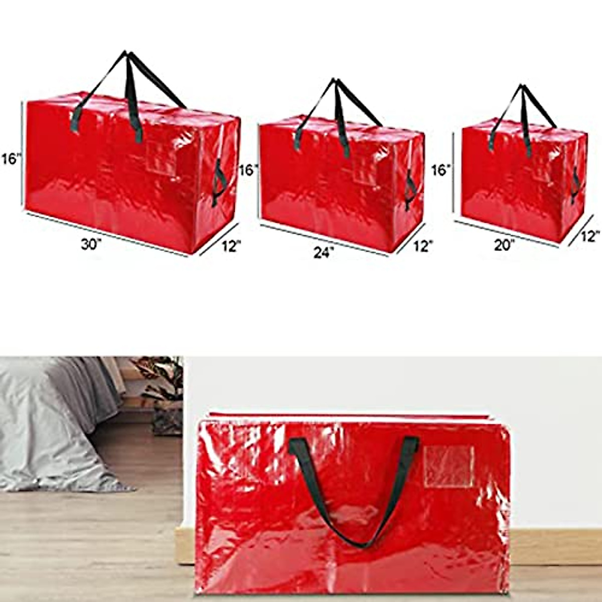 BOICXM Large Quilt Storage Bag, Foldable Blanket Storage Organizers with Sturdy Zippers and Durable Handles,for Comforters, Blankets, Clothes, Quilts and Towels