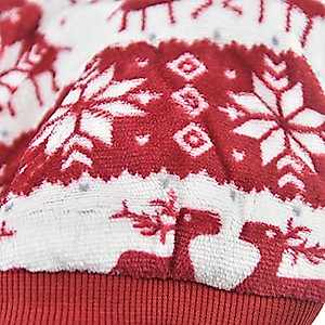 FLAdorepet Fleece Dog Winter Jacket Coat with Fur Collar, Snowflake Elk Christmas Puppy Cat Pet Jumpsuit Costume Clothes for Small Dog (X-Large, Red)