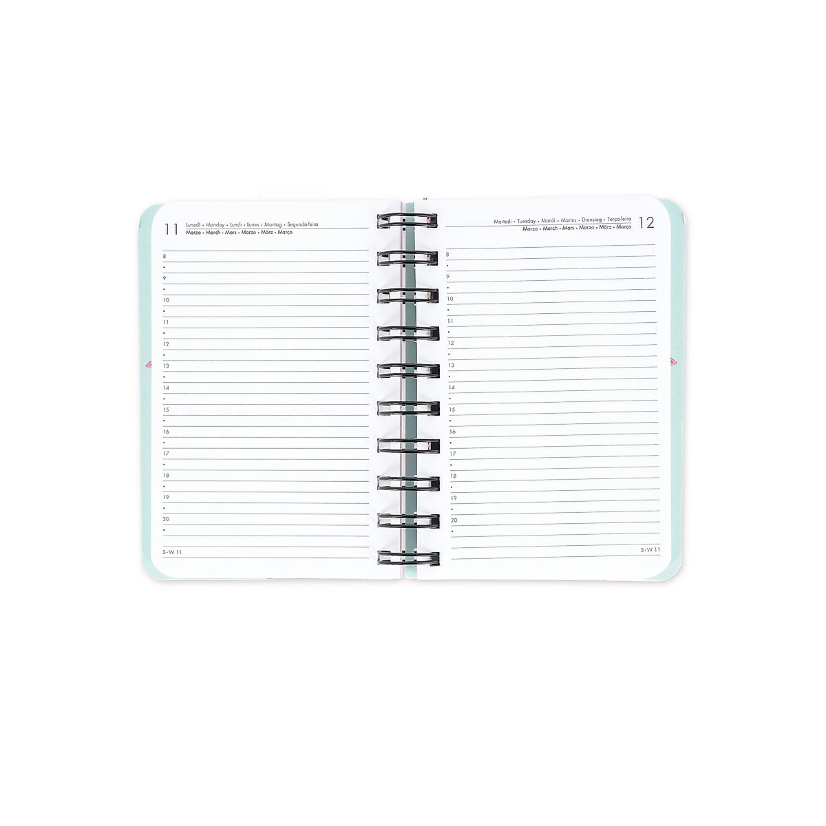 Legami - Small Spiral Daily Diary, 12 Months, from January 2024 to December 2024, Folding Planner 2024/2025, Elastic Closure, Final Pocket, Address Book, 8.5x13 cm, Flowers Theme