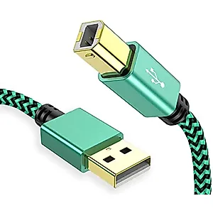 USB Printer Cable USB A to B Cable, 16 FT USB 2.0 B Cable Nylon Braided High-Speed Printer Cord Compatible with Hp, Canon, Brother, Samsung, Dell, Epson, Lexmark, Xerox