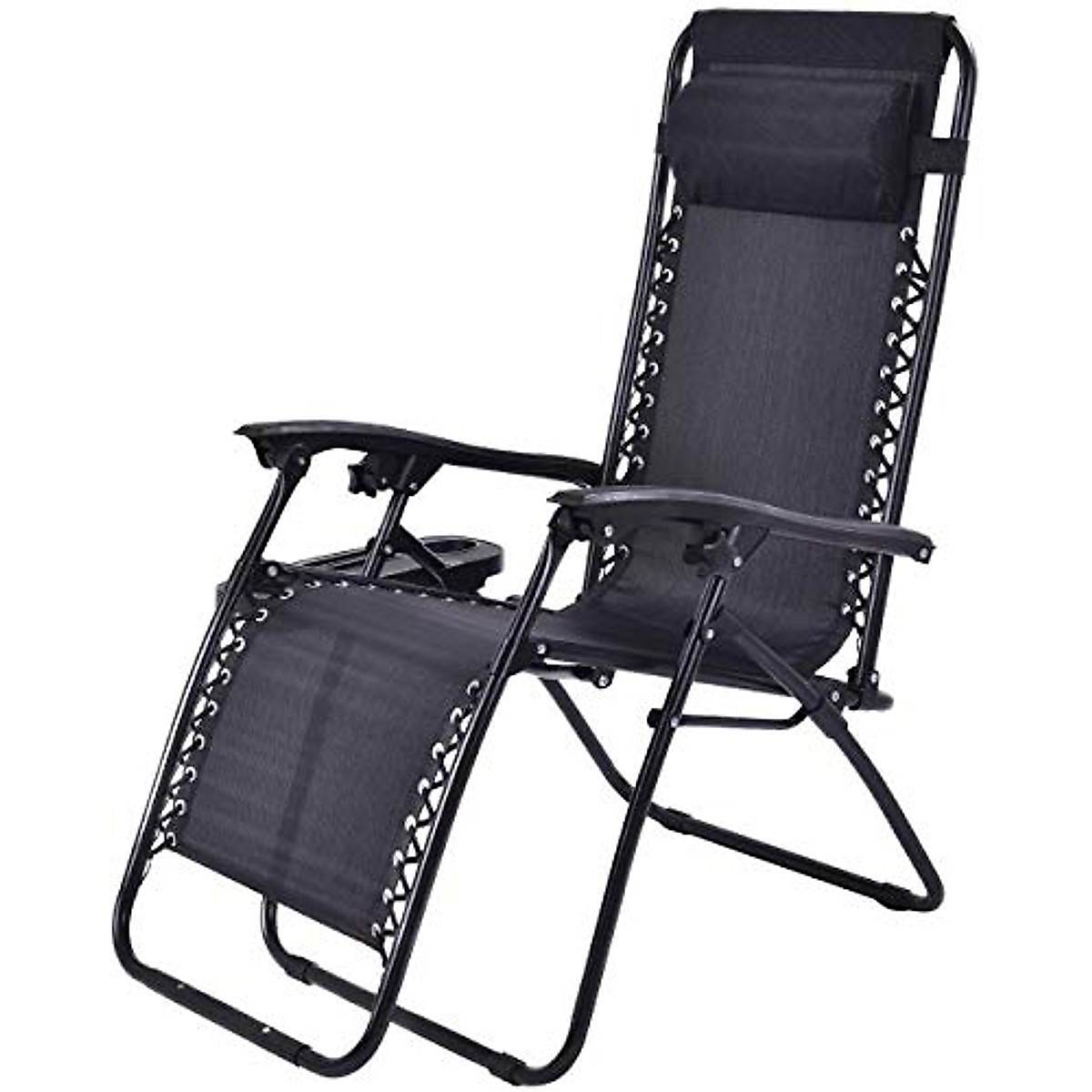 Casart Set of 2 PC Folding Lounge Chair, Outdoor Zero Gravity Recliner Chairs with Cup Holder, Perfect for Yard, Beach and Patio