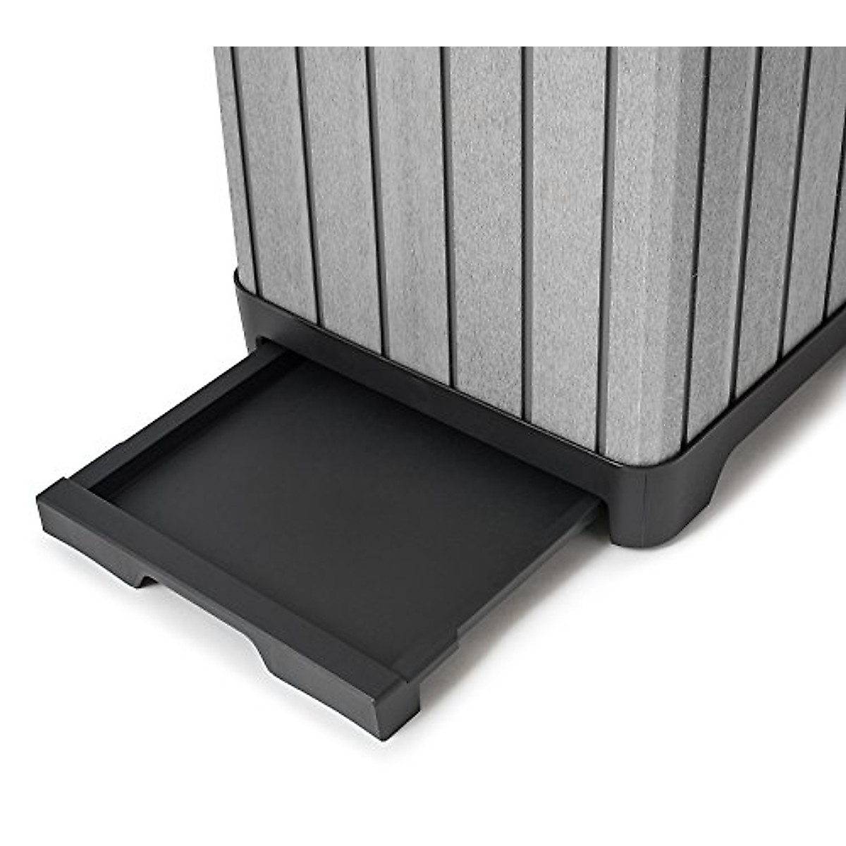 Keter Rockford Resin 38 Gallon Trash Can with Lid and Drip Tray for Easy Cleaning-Perfect for Patios, Kitchens, and Outdoor Entertaining, Grey