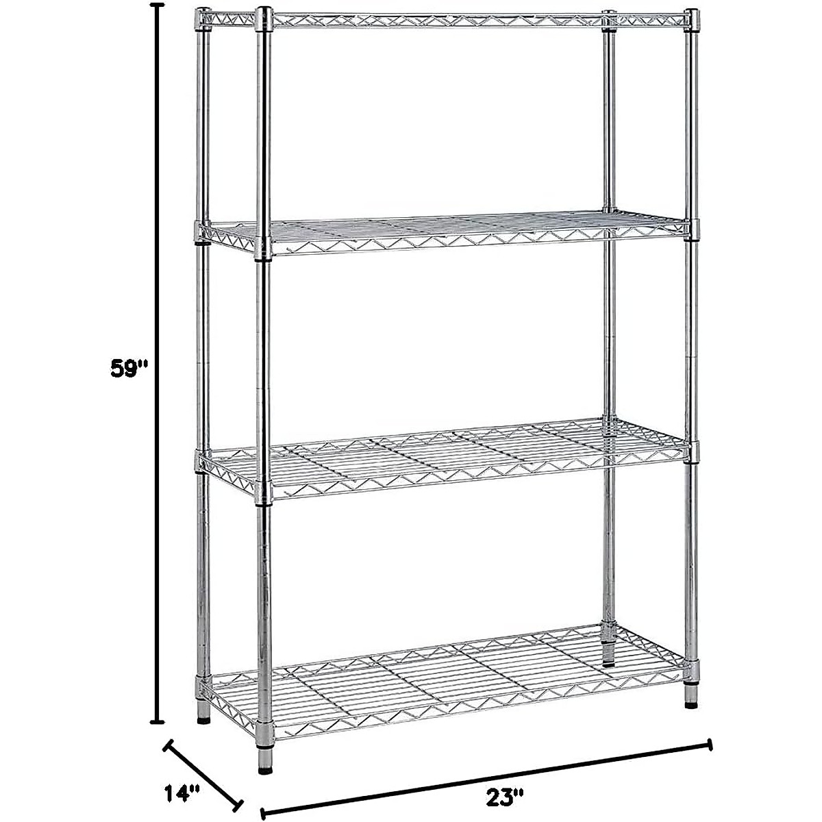 BestOffice Adjustable Wire Shelving Storage Shelves Heavy Duty Shelving Unit for Small Places Kitchen Garage (Chrome, 36×14×54)