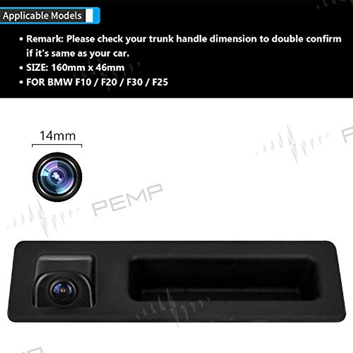 PEMP AHD Rear Camera 1080P 30FPS Parking Rear View Camera for PEMP BMW F10 F30 F25 F48 (AHD 160 * 45)