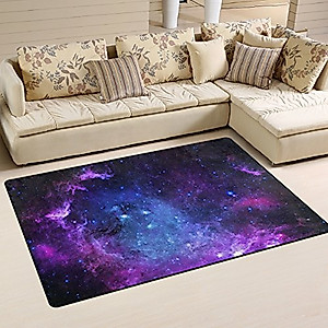 Yochoice Non-Slip Area Rugs Home Decor, Vintage Beautiful Spiral Purple Galaxy Space Floor Mat Living Room Bedroom Carpets Doormats 60 x 39 inches