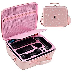 Portable Hard Shell Nintendo Switch Case Compatible with Nintendo Switch/Switch OLED Model, Deluxe Travel Storage Protective Carrying Case Bag for Switch Console Pro Controller Accessories-Pink