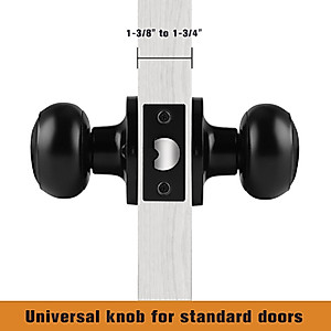 Probrico Interior Door Knob for Hallway, Black Door Knobs Closet Door Knob, Passage Door Knob with Round Ball Knob, 6 Pack