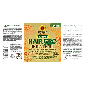 Tropic Isle Living Hair Gro Growth Oil 4oz | Organic Jamaican Black Castor Oil with Almond, Avocado & Jojoba Oils | Promotes Hair Growth | Prevents Breakage, Hair Loss, Shedding