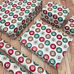 Dtiafu Paw Print Wrapping Paper - 10 Sheet Funny Christmas Dog Cat Paw Gift Wrap for Holiday Birthday Baby Shower