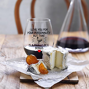 Perfectinsoy I Love You For Your Personality Wine Glass with Gift Box, Funny Birthday Gifts for Wife Husband, Girlfriend, Boyfriend Couple, Happy Anniversary Valentines Day Gifts