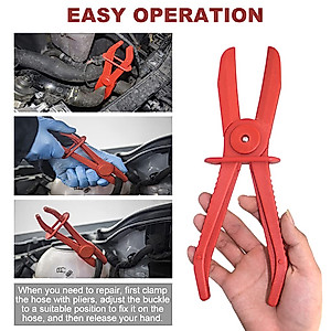 PETCHOR Plastic Hose Clamp Pliers, 6 Pack 3 Size Line Pinch Clamps Set, Flexible Hose Clamps Pliers Kit for Flexible Hoses Fuel Hoses Gas Lines Brake Hoses Radiator Hoses Coolant Hoses, Red