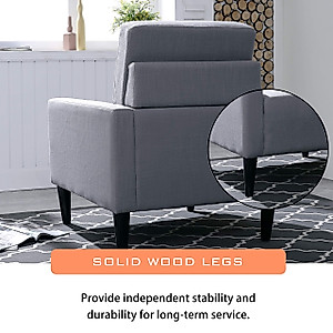 LOKATSE HOME Mid-Century Modern Accent Fabric Arm Chair Comfy Upholstered Single Sofa for Living Room Furniture, Style1, Gray（Style1）