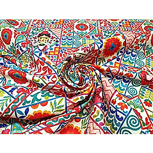 Sweet Frida Kahlo Print Upholstery Fabric, Frida Silhouettes on Majolica Faiance Fabric, Drapery Mexican Art Print Fabric by The Yard