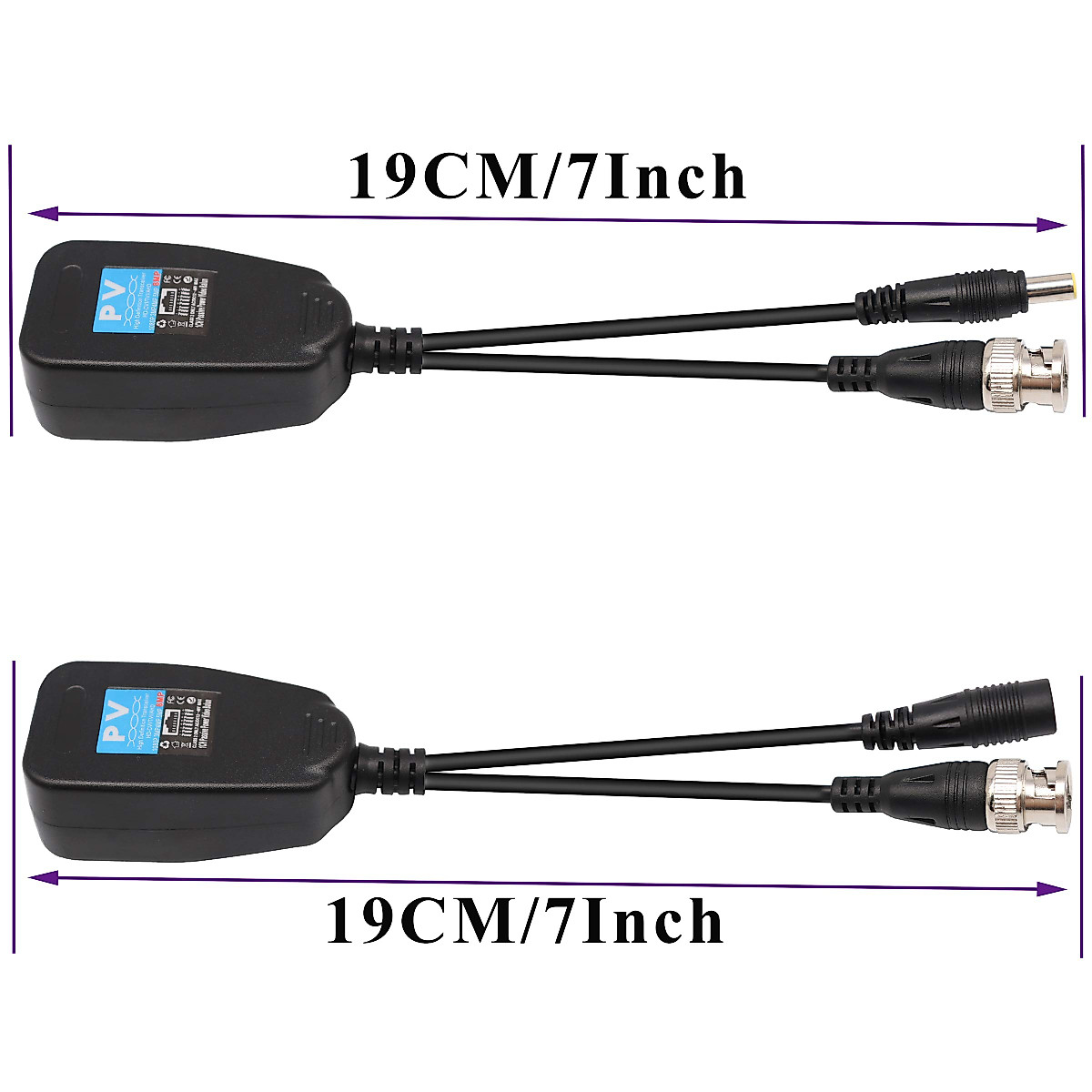 AAOTOKK Video Balun RJ45 to BNC Transceiver Transmitter HD-CVI/TVI/AHD/CVBS with DC Power Connector for 1080P 3MP 4MP 5MP 8MP CCTV Security DVR Surveillance Camera System (4Pairs)