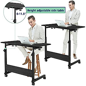 dreamlify 31.5" Home Office Desks Standing Adjustable Height Laptop Desk with Tilt Tabletop for Small Spaces Computer Table for Couch Bedrooms Mobile Rolling Portable Student Desk on Wheels - Black