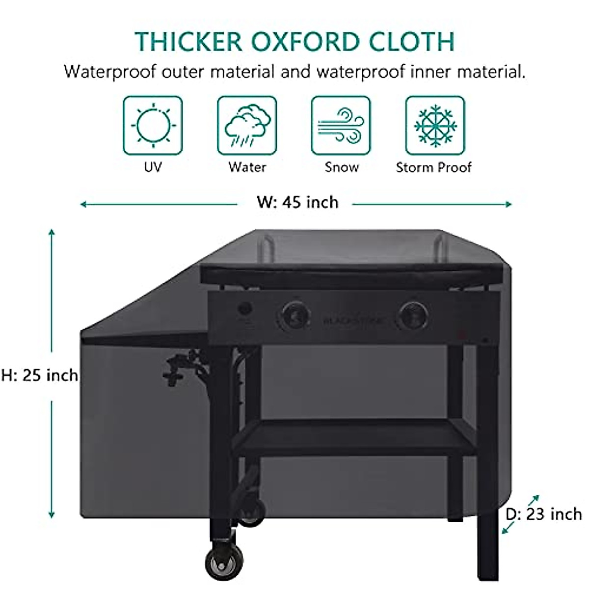 EasiBBQ 5003 Hard Cover for Blackstone 28" Griddle, and 1529 Heavy Duty Grill Cover for Blackstone 28" Griddle, Black