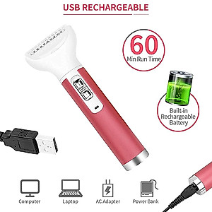 SIMOULI Electric Razor for Women,5 in 1 Womens Shaver Electric Bikini Trimmer Pubic Hair Removal Wet & Dry Painless Shaver for Legs Underarms Eyebrow Face Nose and Bikini Line Razor (Red)