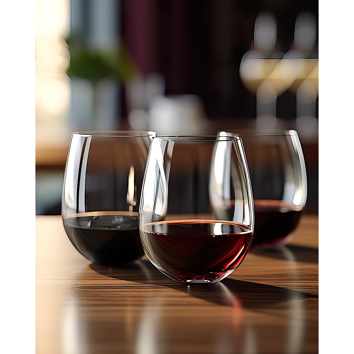 LUXU Stemless Wine Glasses(Set of 6)-20 oz,Crystal Wine Cups for Red or White Wine,Large Water Juice Glasses,No Stem Glass Beverage Cups,Clear Drinking Tumblers for Any Occasion