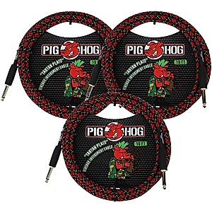 3 Pack Pig Hog Instrument Cable 10 ft. Tartan Plaid, PCH10PL-3