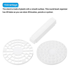 PATIKIL 2pcs Paint Brush Holder, Paint Brush Storage Organizer 49 Holes Plastic Paint Storage Desk Stand Round for Artist Desk Makeup Pencil, White