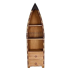 Aecipl Solid Wood Boat Shelf Decorative Nautical Wall Decor Beach Themed Bookcase Large Wooden 3-Tier Display Shelves for Home Kitchen Bedroom Living Room (45.3" H)