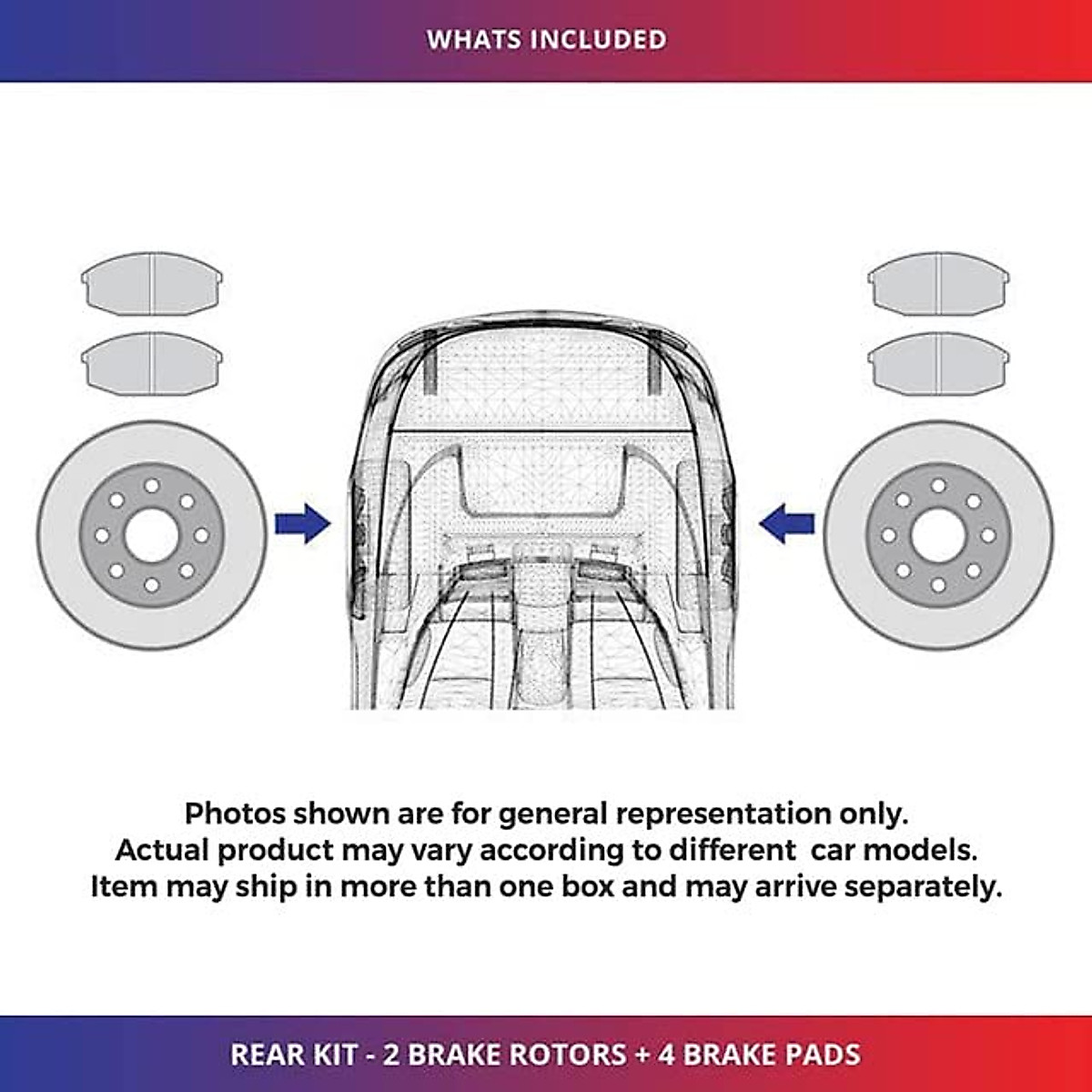 (Rear Brake Kit)(High-End Series)(2 Cross-Drilled Disc Brake Rotors + 4 Ceramic Brake Pads)