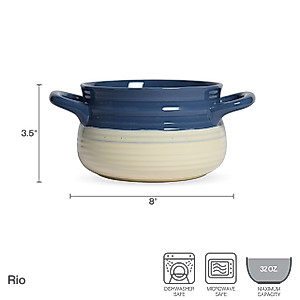 Pfaltzgraff Rio Double Handled Soup Bowl, Blue