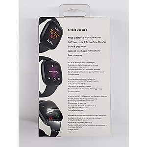 Fitbit Versa 3 Health & Fitness Smartwatch with GPS, 24/7 Heart Rate, Alexa Built-in, 6+ Days Battery, Black/Black, One Size Renewed