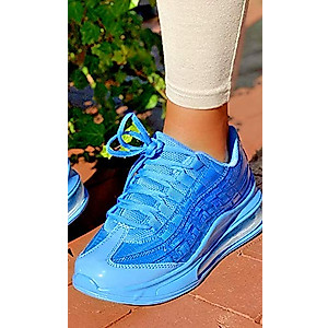 Cape Robbin Downshifter Sneakers for Women, Wedge Fashion Sneaker Shoes for Women with Chunky Block Heels(Blue,8)