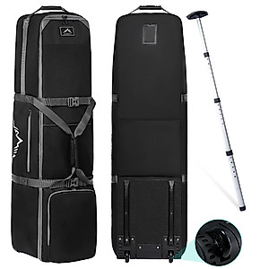 GoHimal Golf Travel Bag with Adjustable Support Rod, 900D Heavy Duty Oxford Fabric Golf Travel Case for Airlines with Wheels