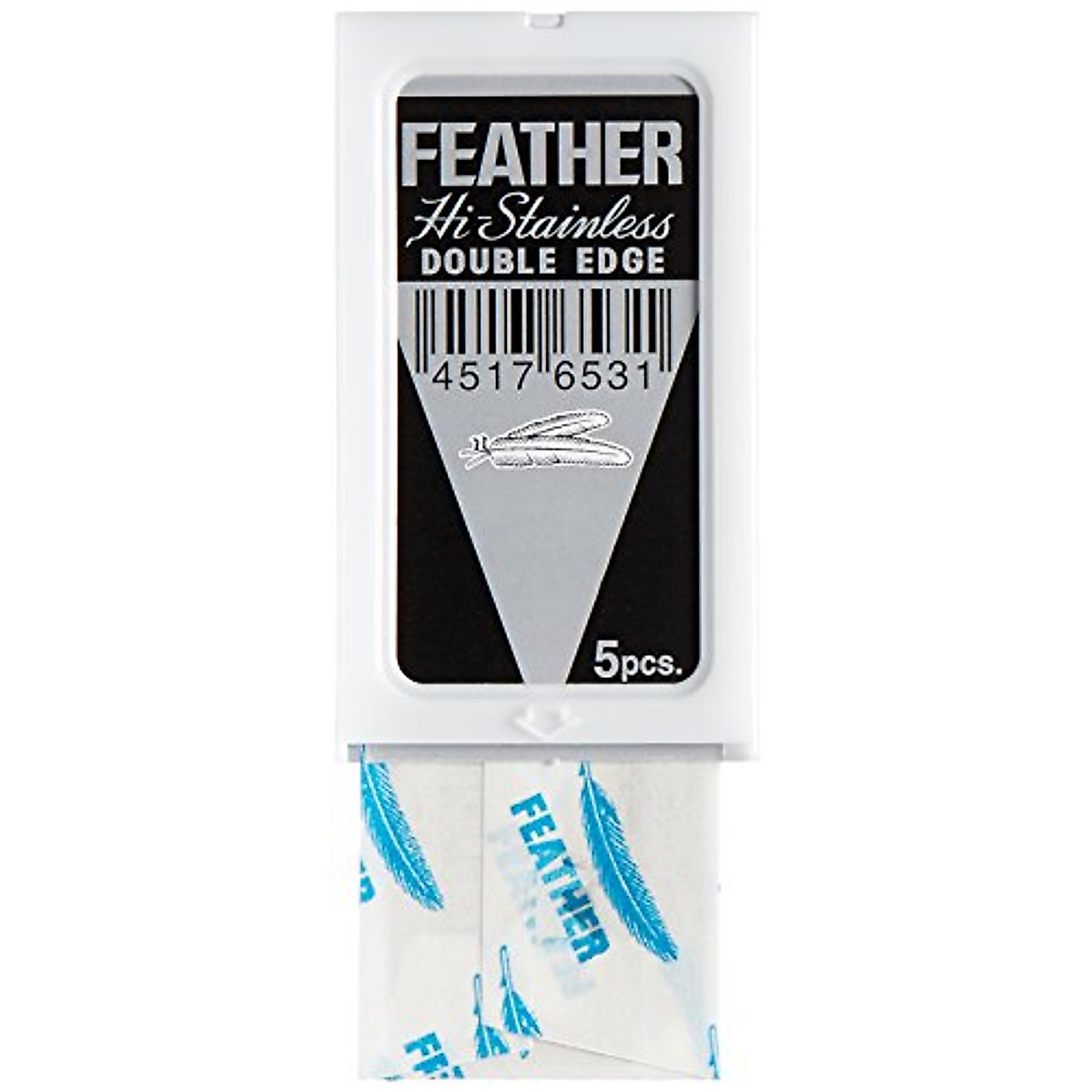 Olivina Men Safety Razor + 5 Stainless Steel Blades, Chrome Handle, 6-Piece Set