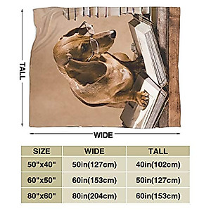 YCKNJYSG Dachshund Professor Fleece Throw Blanket Cozy Couch Bed Sofa Blanket, 60'' X 80''