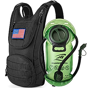 SHARKMOUTH Tactical Hydration Backpack, with 2L Water Bladder, Military Pack Fit for Hiking Cycling Running Camping