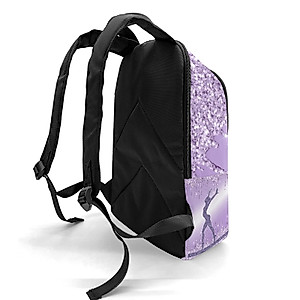 Personalized Name Violet Purple Glitter Print Girls Gymnastics Backpack Unisex Bookbag for Boy Girl Travel Daypack Bag Purse 17.7 IN