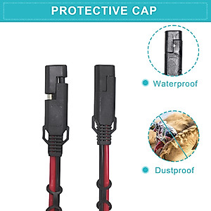 SAE to SAE Extension Cable 16AWG - 25FT SAE Cable Battery Charger Extension Cord Heavy Duty 16AWG Quick Disconnect SAE 2Pin Connector with SAE Polarity Reverse Adapter for Solar Panel Trickle Charger